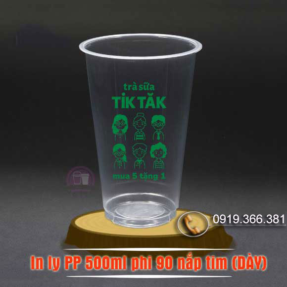 IN LOGO Ly nắp nút tim MỀM 90 - 500ml LOẠI DÀY (1.000 cái / thùng) bao ...